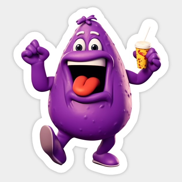 Funny Grimace Mcdonalds Grimace Sticker Teepublic